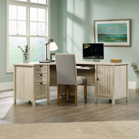 Sauder Costa L Shaped Computer Desk with Hutch in Chalked Chestnut ...