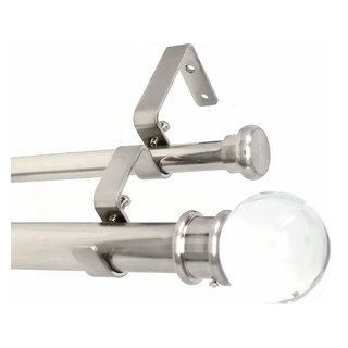 Urbanest Crystal Ball 1" 5/8" Double Drapery Rod Set, 48"-84 ...