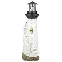 33" LED Lighted White Brick Lighthouse Water Fountain Outdoor Patio ...