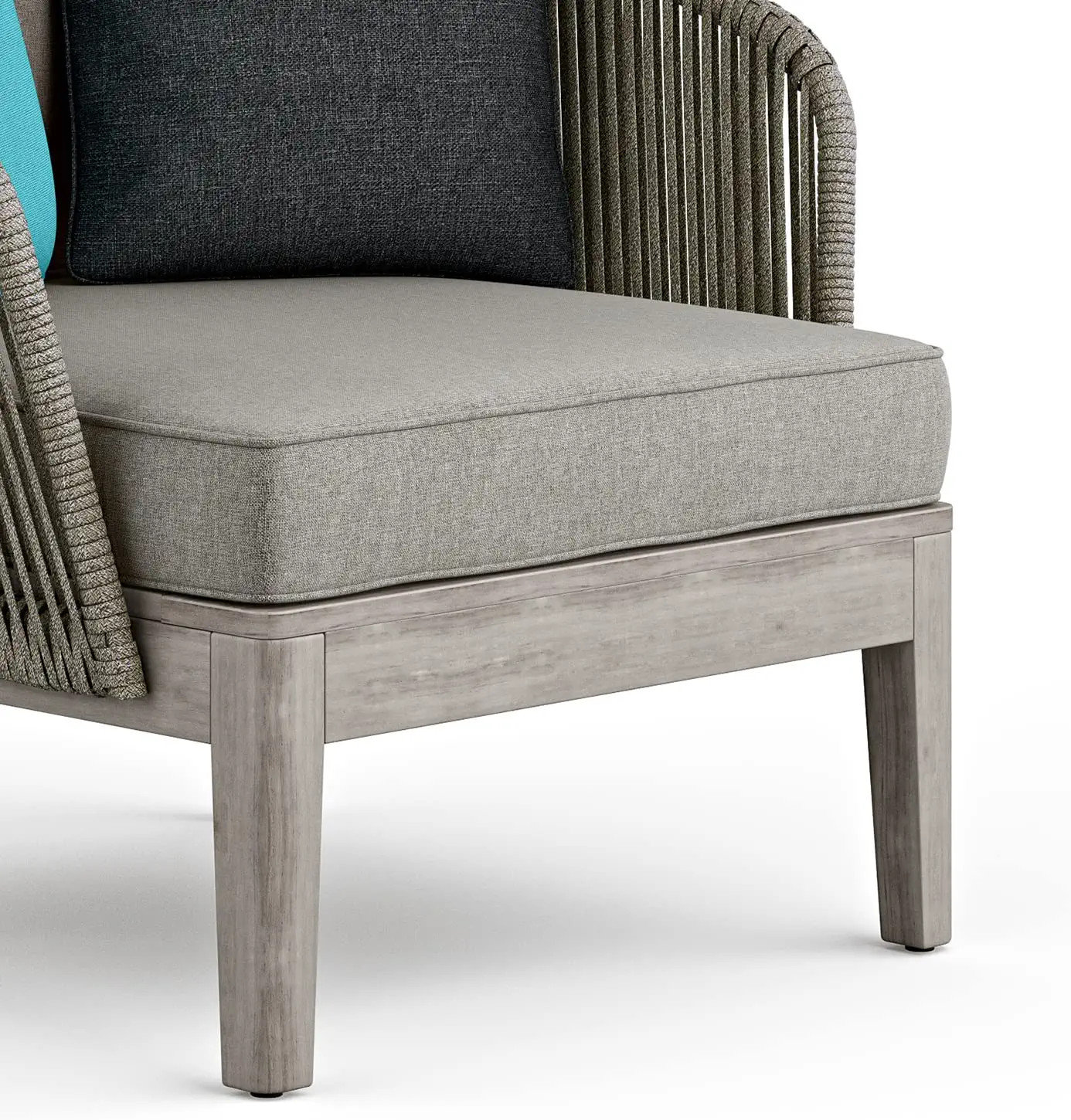 Contemporary Outdoor Lounge chair, Aluminum Frame With Rope Back ...