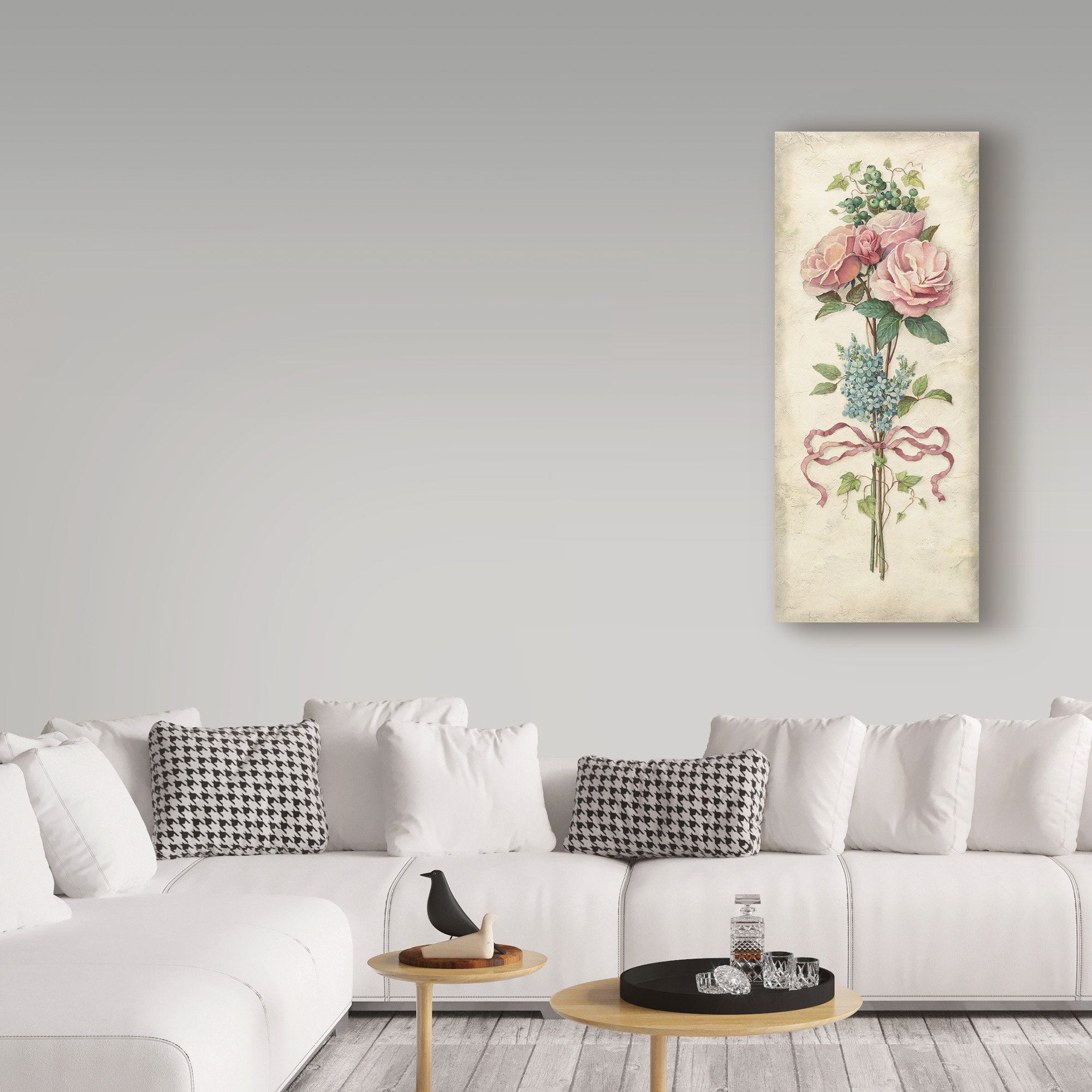 "Rose Bouquet 2" by Lisa Audit, Canvas Art, 14"x32" - Farmhouse ...