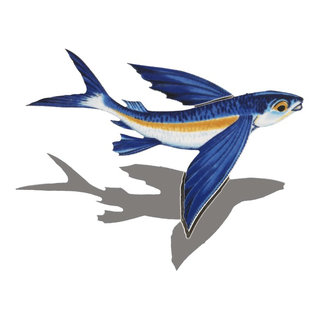 Flying Fish B Porcelain Swimming Pool Mosaic, 8"x6" with shadow - Beach ...