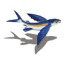 Flying Fish B Porcelain Swimming Pool Mosaic, 8"x6" with shadow - Beach ...