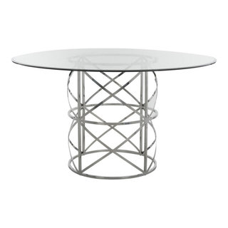 Zenith 54" Chrome Round Glass Top Dining Table - Contemporary - Dining ...