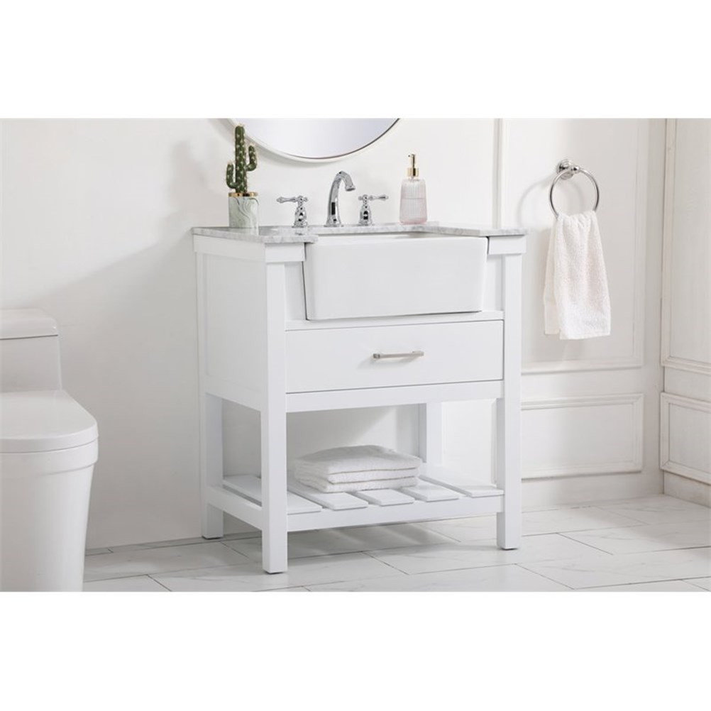 Elegant Decor Clement 30" Aluminum MDF Single Bathroom Vanity in White ...