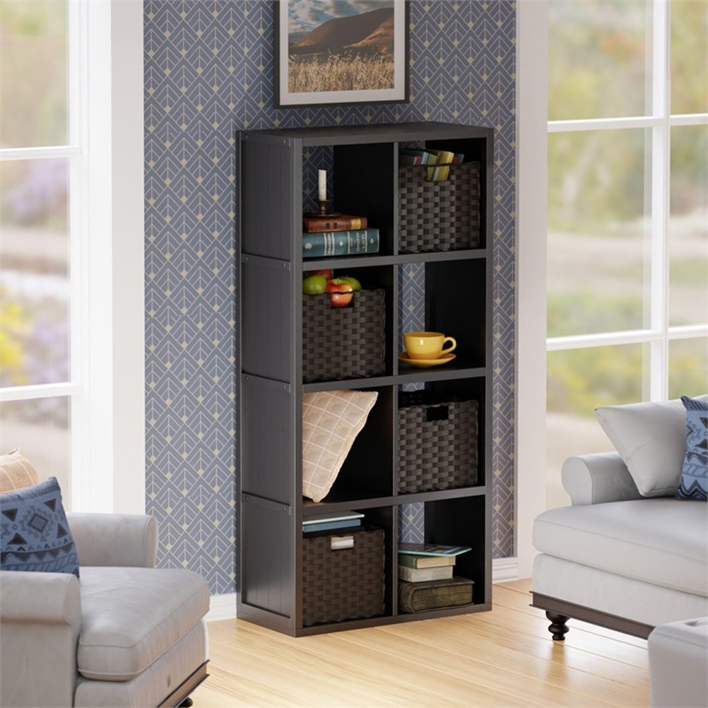 Winsome Timothy 5-Piece Wood Storage Shelf with Baskets in Black and ...