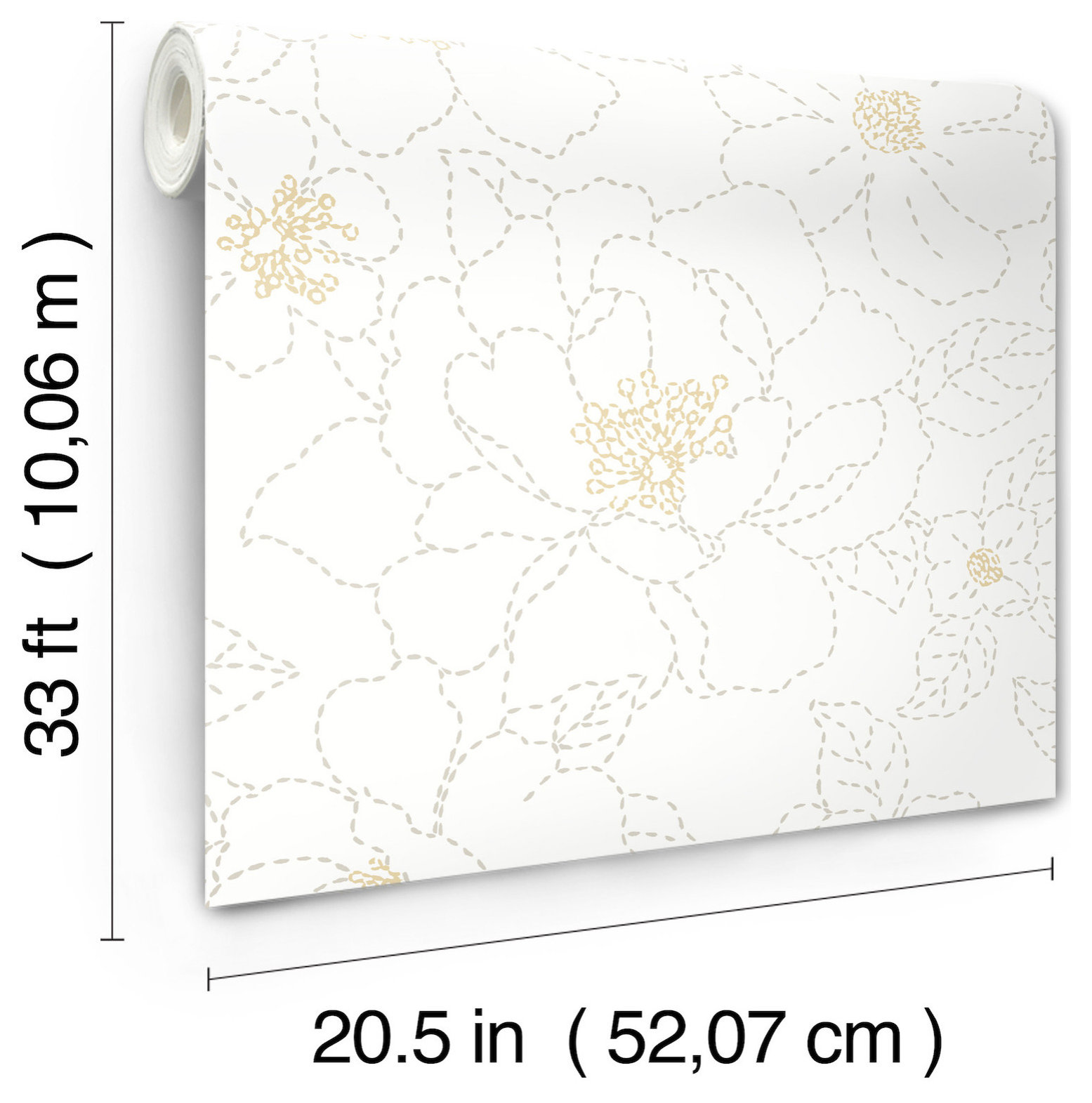 Gardena White Embroidered Floral Wallpaper, Bolt - Contemporary ...