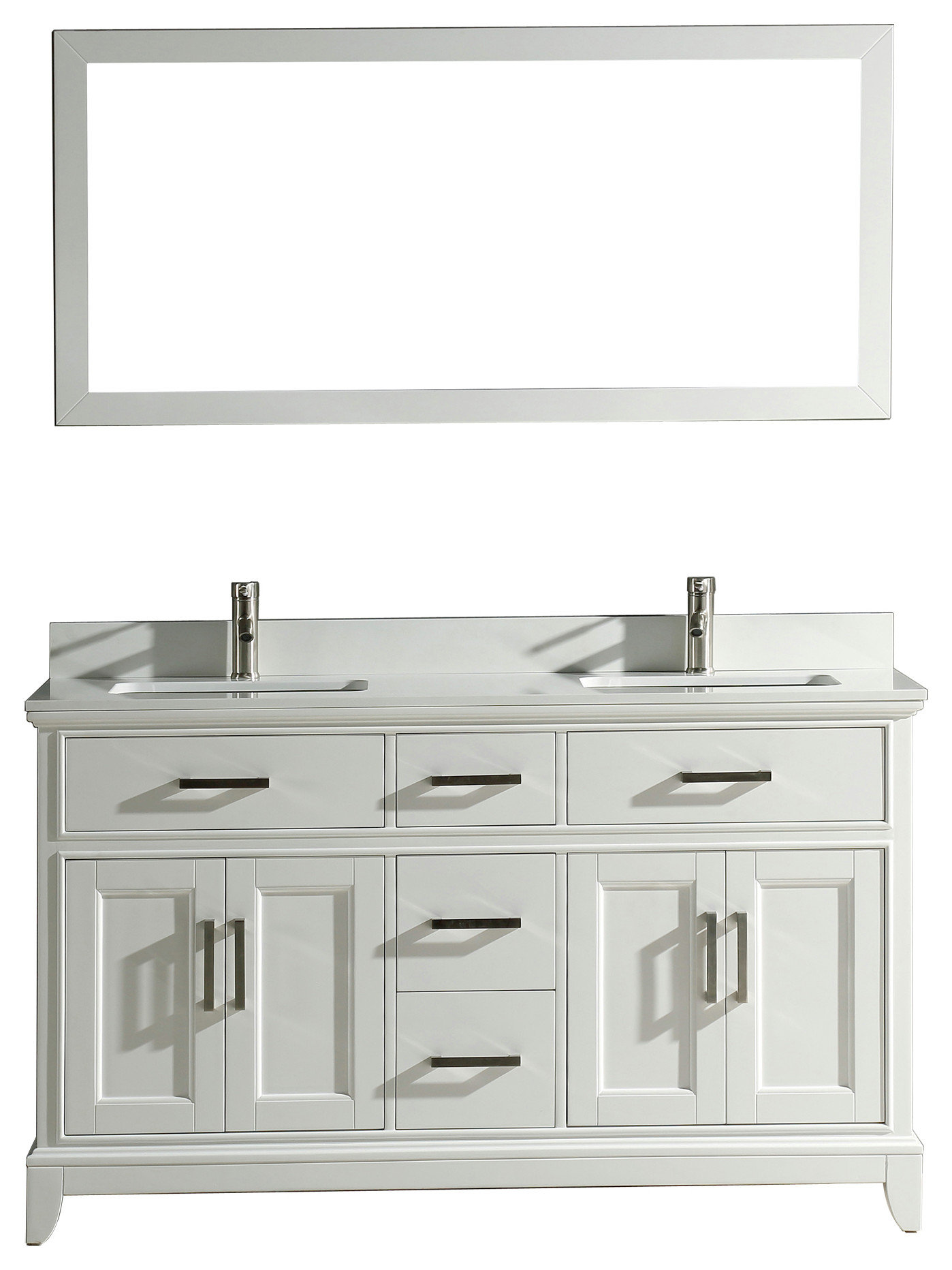 60" Double Sink Vanity Set, Phoenix Stone Top, Drawers, White ...