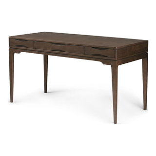 Solid Wood Mid Century Modern Desk with 2 Drawers, 60 Inch Wide ...