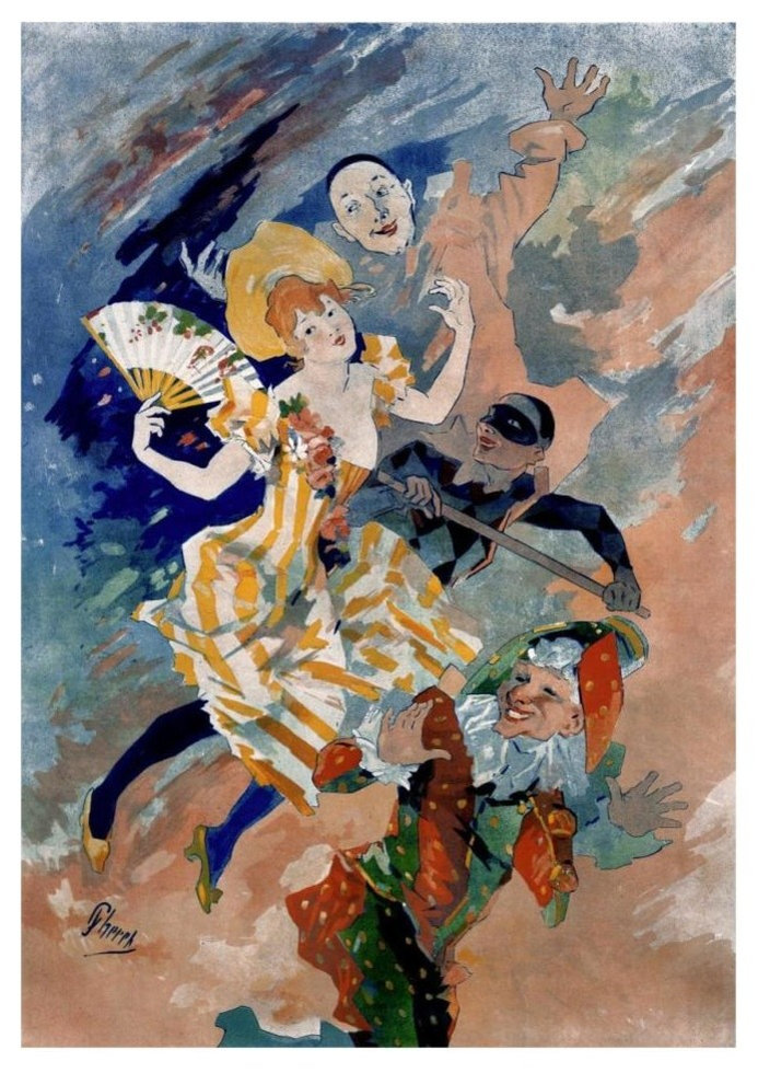 "Les Arts / La Pantomime" Digital Paper Print by Jules Cheret, 17"x24 ...