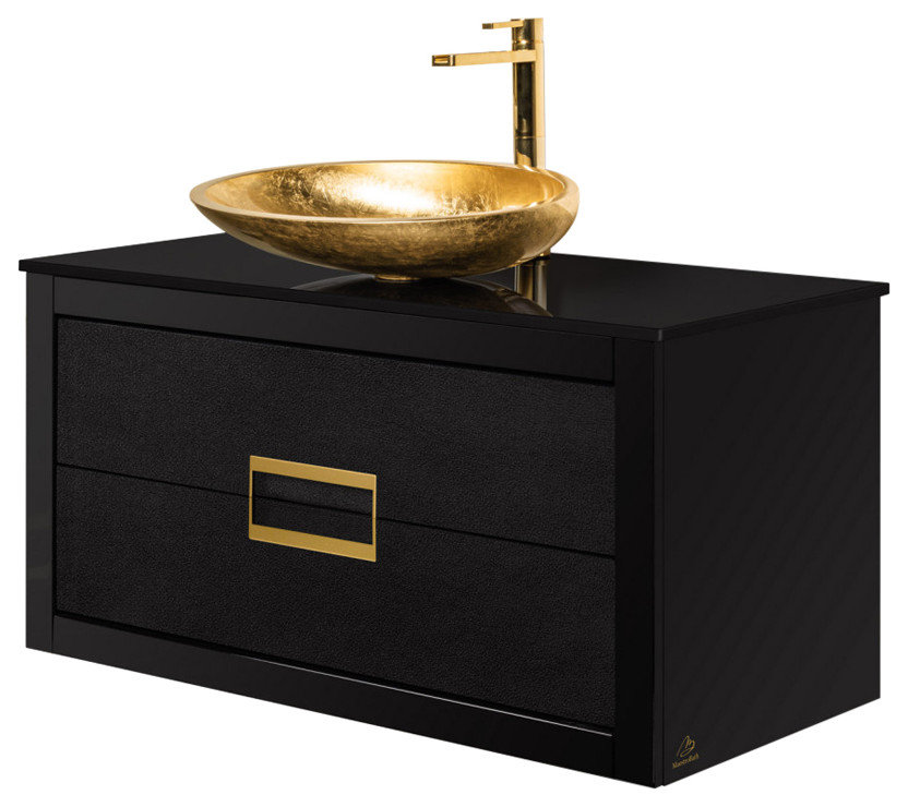 Danya Leather Vanity, 40" - Contemporary - Bathroom Vanities And Sink ...