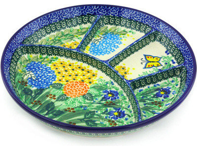 Polmedia Polish Pottery 9" Stoneware Divided Dish - Mediterranean ...