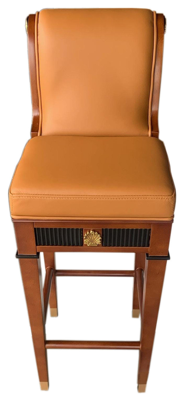 Wooden Bar Stool With Bronze and Black Accents - Transitional - Bar ...