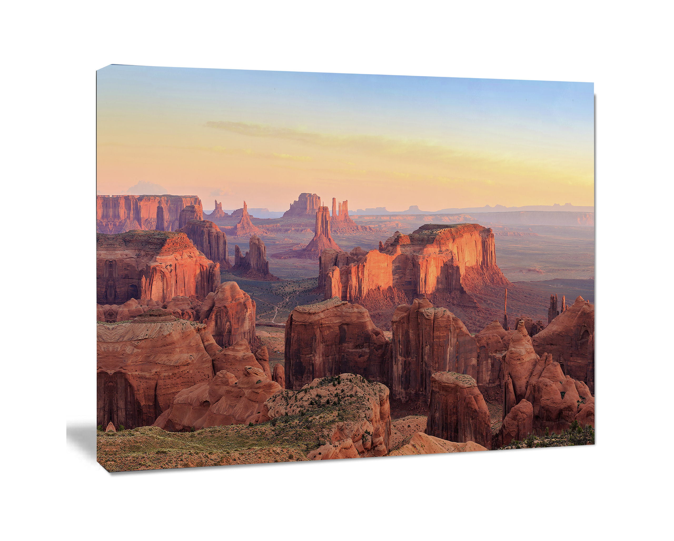 Hunts Mesa Panorama, Landscape Canvas Art Print, 20"x12" - Southwestern ...