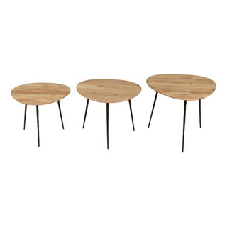 Contemporary Solid Acacia Wood Nesting End Tables (Set of 3 ...