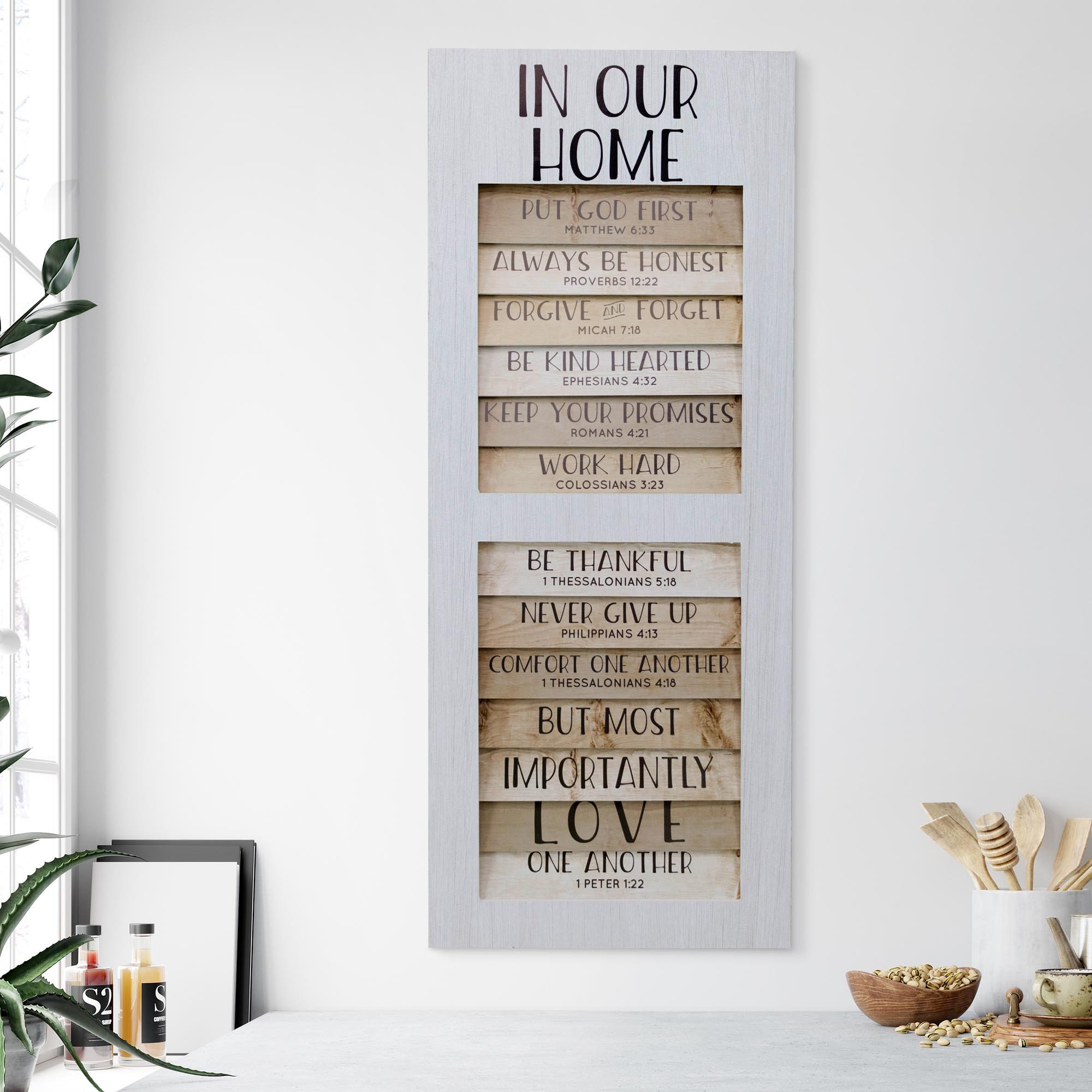In Our Home Inspirational Shutter Window Plaque Farmhouse Wall Decor ...