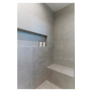 Custom Build Niche + Shower Bench - Midcentury - Bathroom - Los Angeles ...