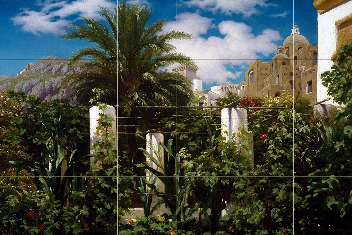 Tile Mural Garden of an Inn Capri landscape Backsplash, 8" Ceramic ...