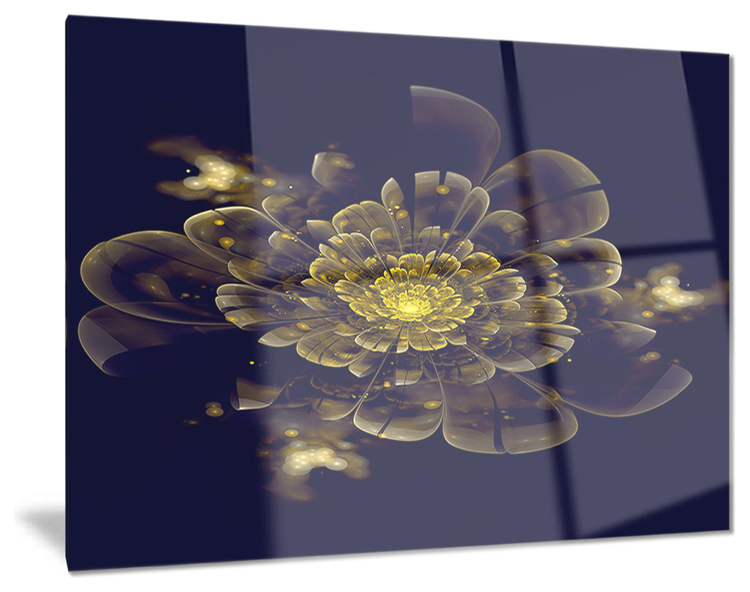 "Golden Metallic Fractal Flower" Digital Glossy Metal Wall Art, 28"x12 ...