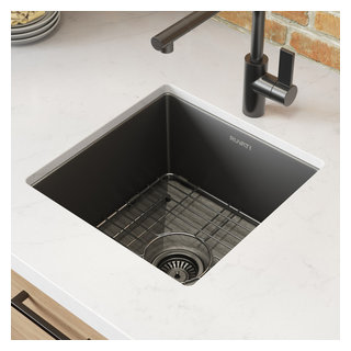 15" Black Stainless Steel Undermount Bar Kitchen Sink - Contemporary ...