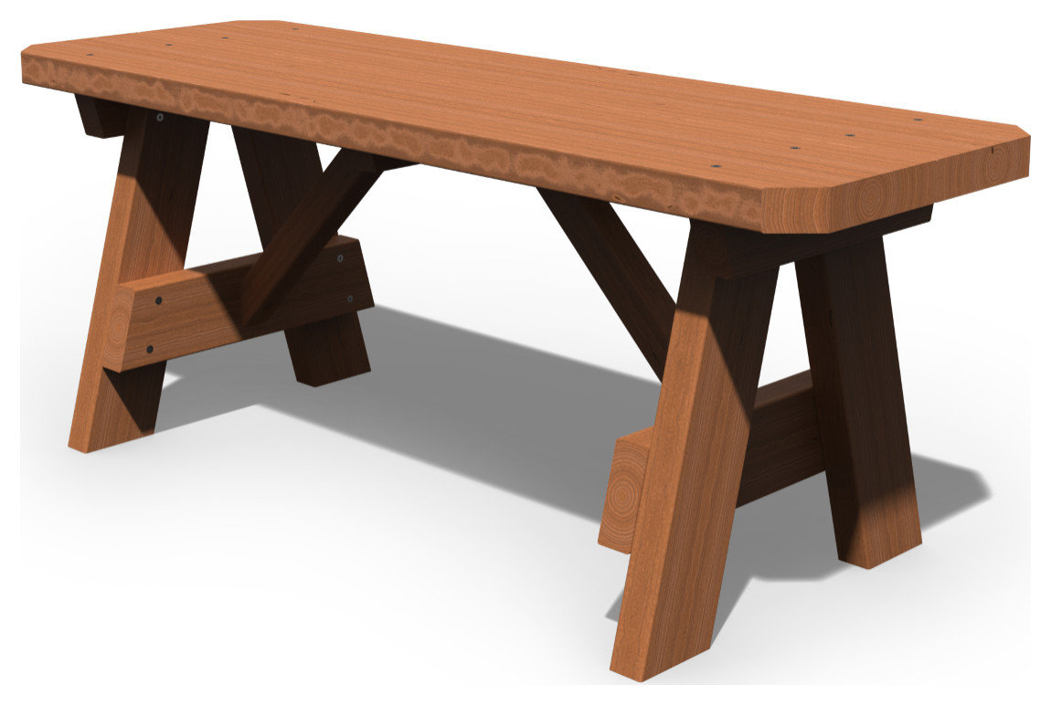 Pressure Treated Pine Backless Picnic Bench, 42 Inch - Transitional ...