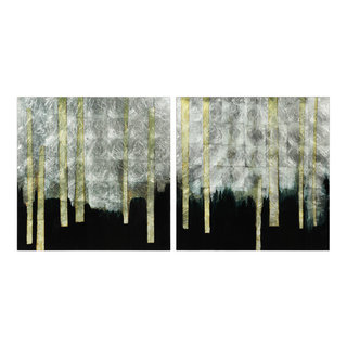 Gilt Treeline Abstract Wall Art Reverse Print on Tempered Glass and ...