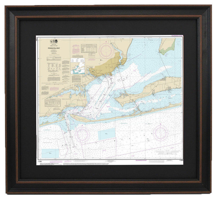 Poster Size Framed Nautical Chart, Pensacola Bay - Traditional - Prints ...