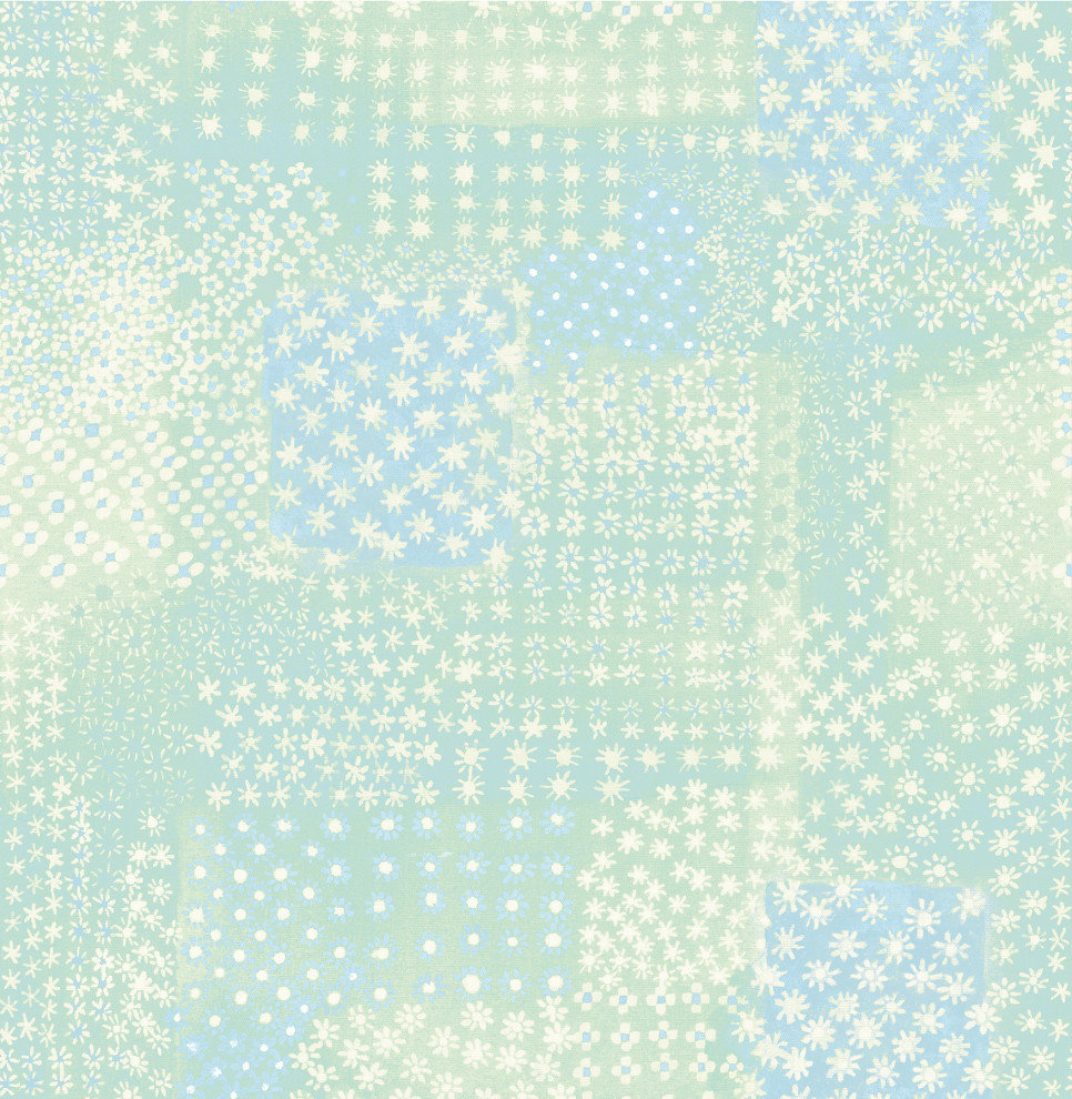 Flower Power Green Patchwork Wallpaper, Sample - Contemporary ...