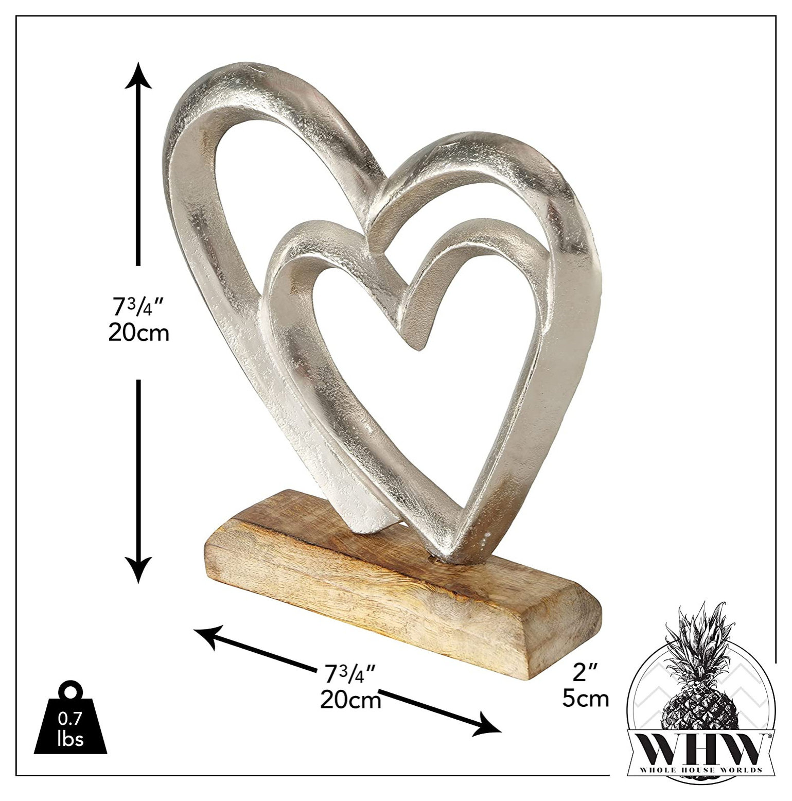 Double Eternity Heart Figurine, 7.75 Inches - Farmhouse - Decorative ...