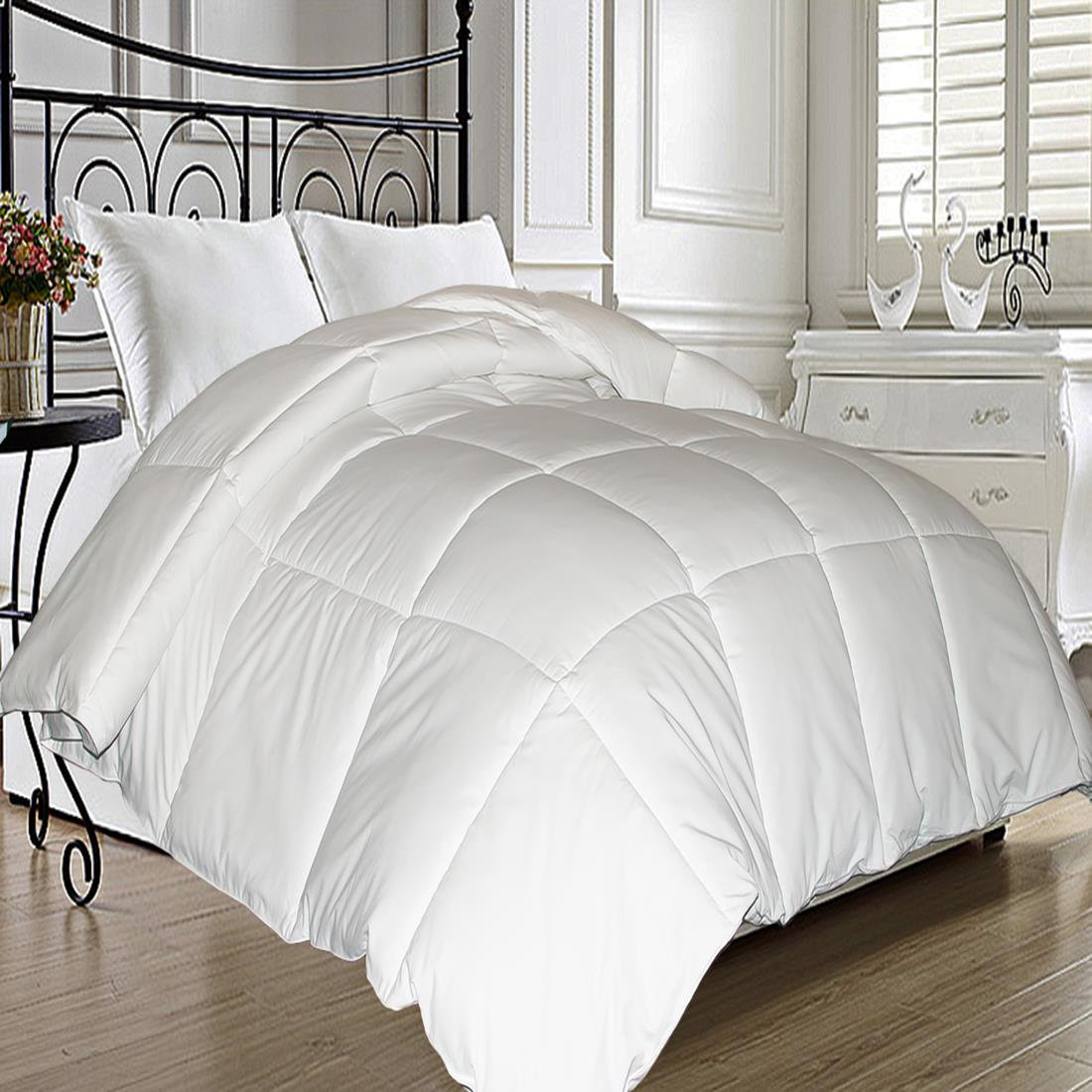 Microfiber Cover Natural Feather Down Fiber Blend Comforter White Twin ...