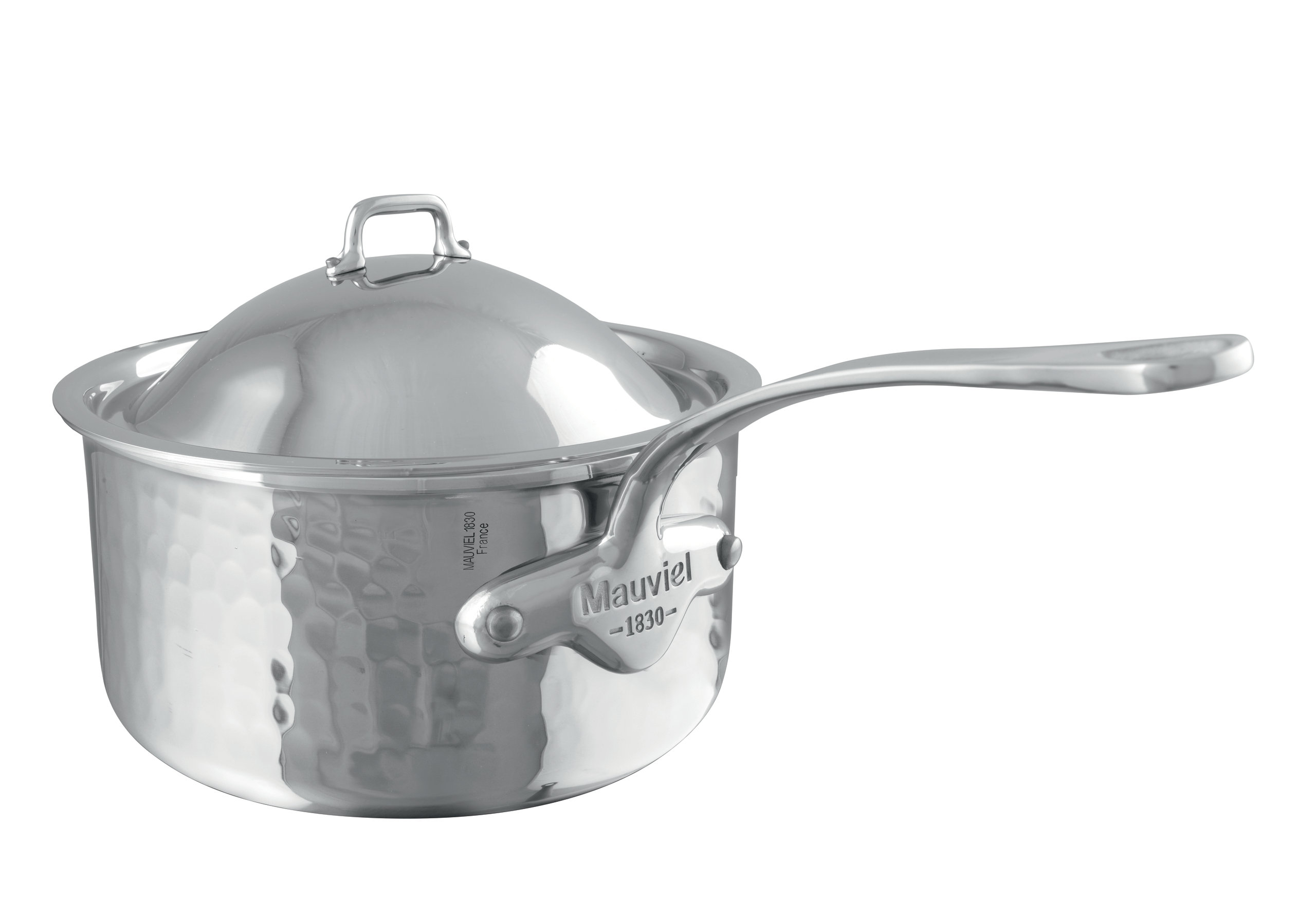 Mauviel M'Elite Hammered Sauce Pan W/ Lid & Cast Stainless Steel Handle ...