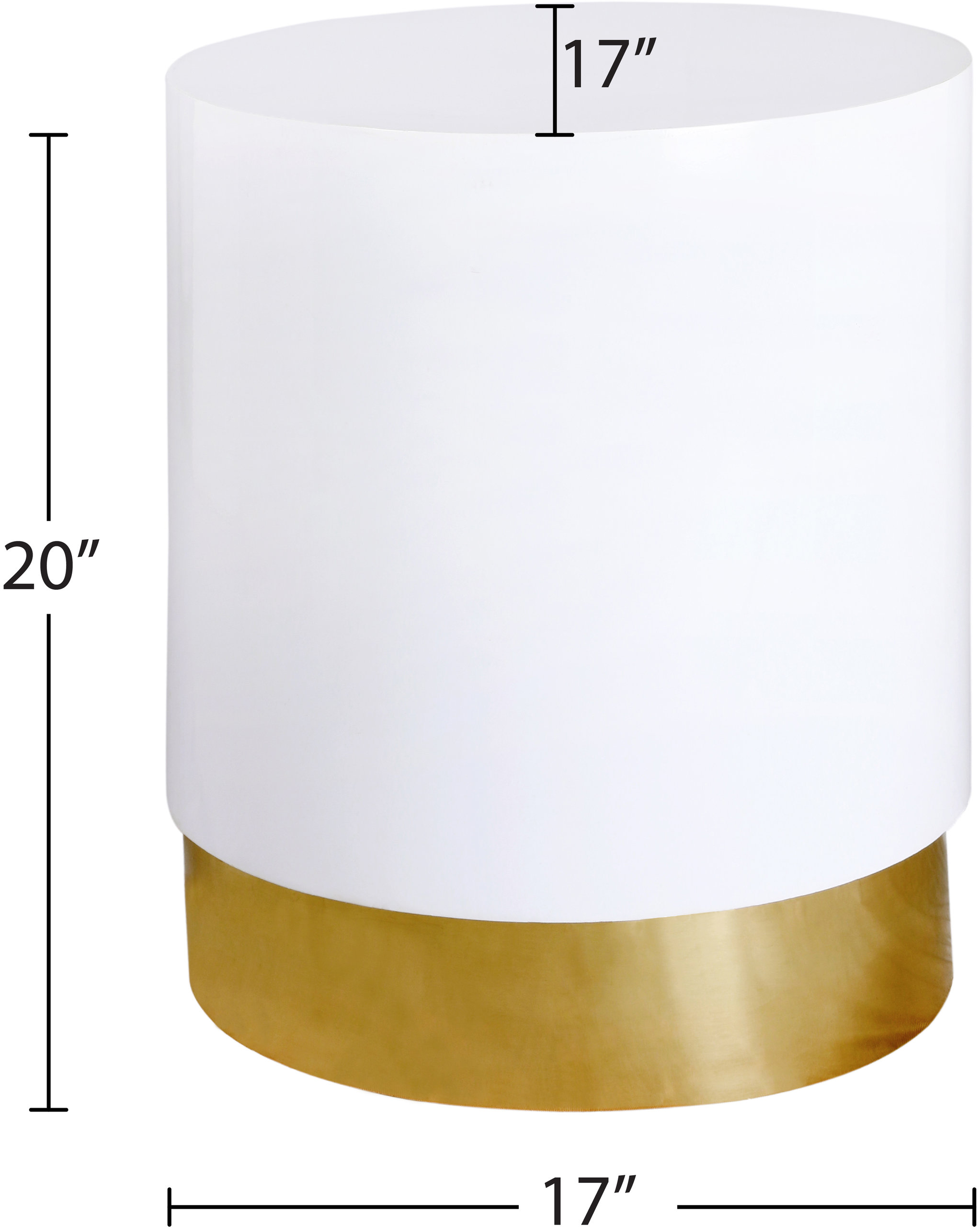 Deco End Table, White Lacquer Metal Top, Gold Metal Base - Contemporary ...