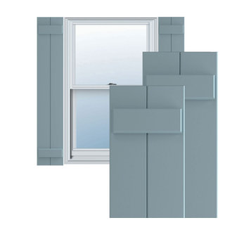 True Fit PVC Bungalow Fixed Mount Shutters, Per Pair, Sojourn Blue, 12 ...