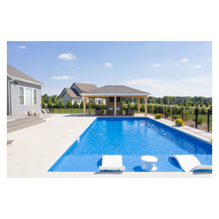 Wadsworth Pool Structure, Fireplace and Outdoor Kitchen - Modern - Pool ...