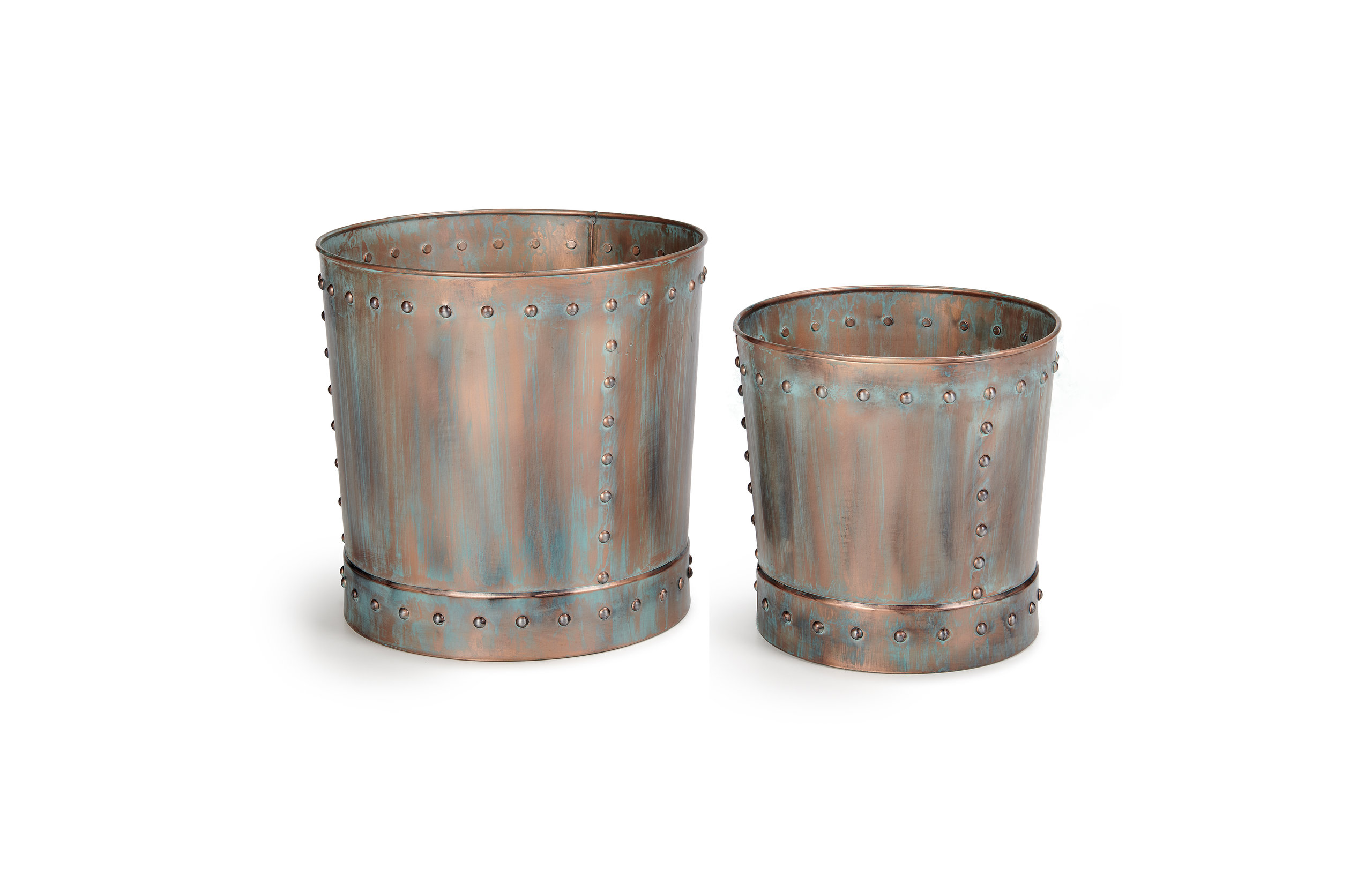 Large Verdigris Planter Set of 2 - Traditional - Outdoor Pots And ...