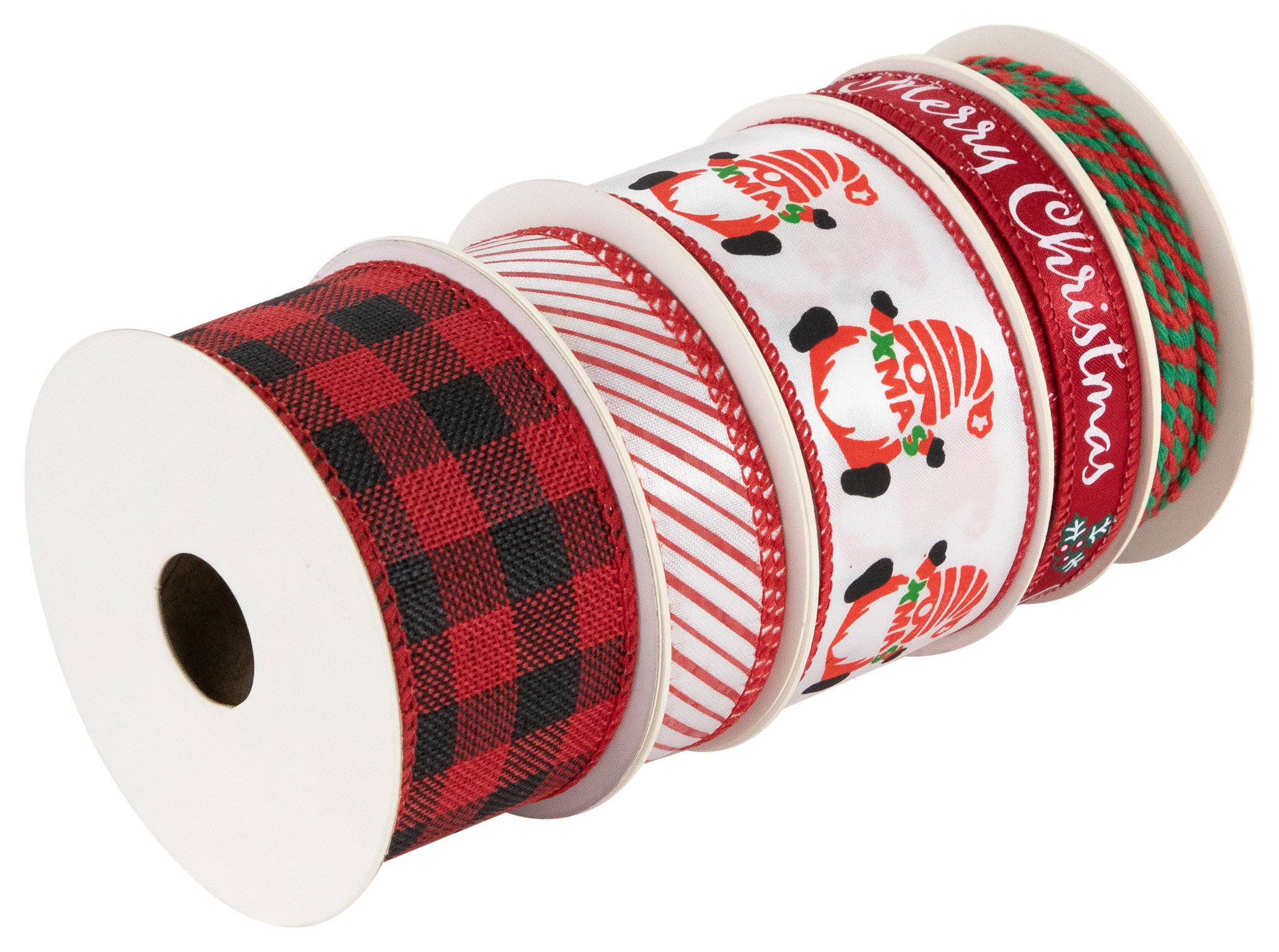 Set of 5 Santa Gnome Matching Themed Craft Christmas Ribbons 1.5" x 3 ...