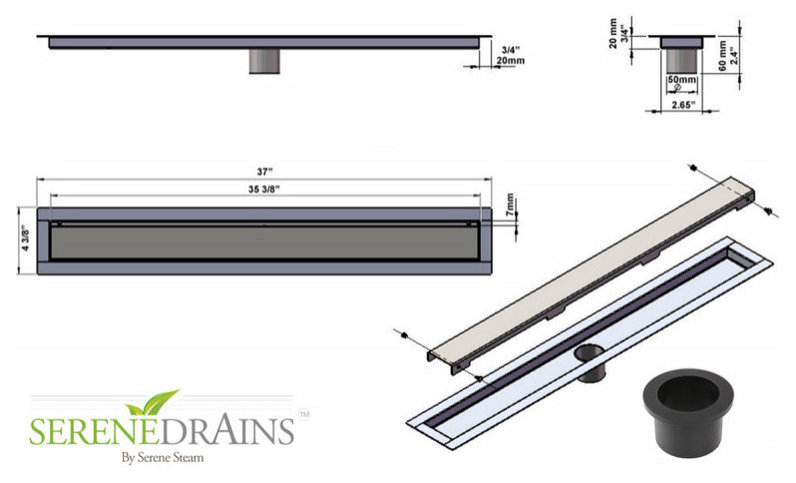 Serene Drains Invisible Slim Linear Drain Design, 35 Inch ...
