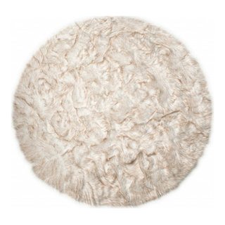 6' X 6' Ombre Tan Round Faux Fur Washable Non Skid Area Rug ...