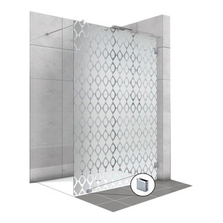 Fixed Glass Shower Screen with Sandblasted Design, 47" X 75" - Contemporary - Shower Doors - by ...