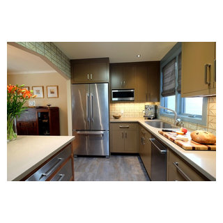 Omega Inset cabinets custom paint and full access island in walnut ...