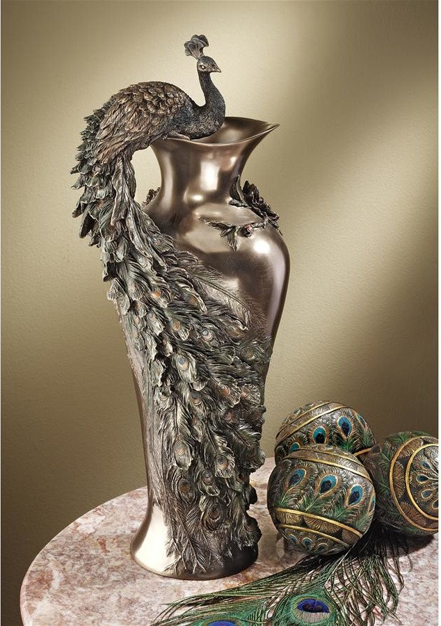 Peacock Centerpiece Vase - Traditional - Vases - by Design Toscano | Houzz