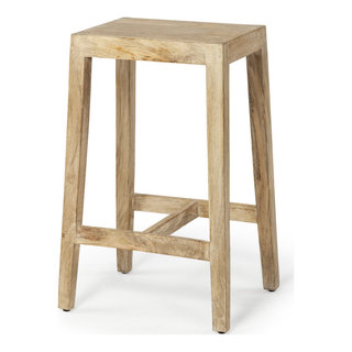Colony Light Brown Solid Wood Counter Stool - Farmhouse - Bar Stools ...