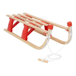 vidaXL Solid Wood Folding Snow Sledge with Backrest Snow Sleigh ...