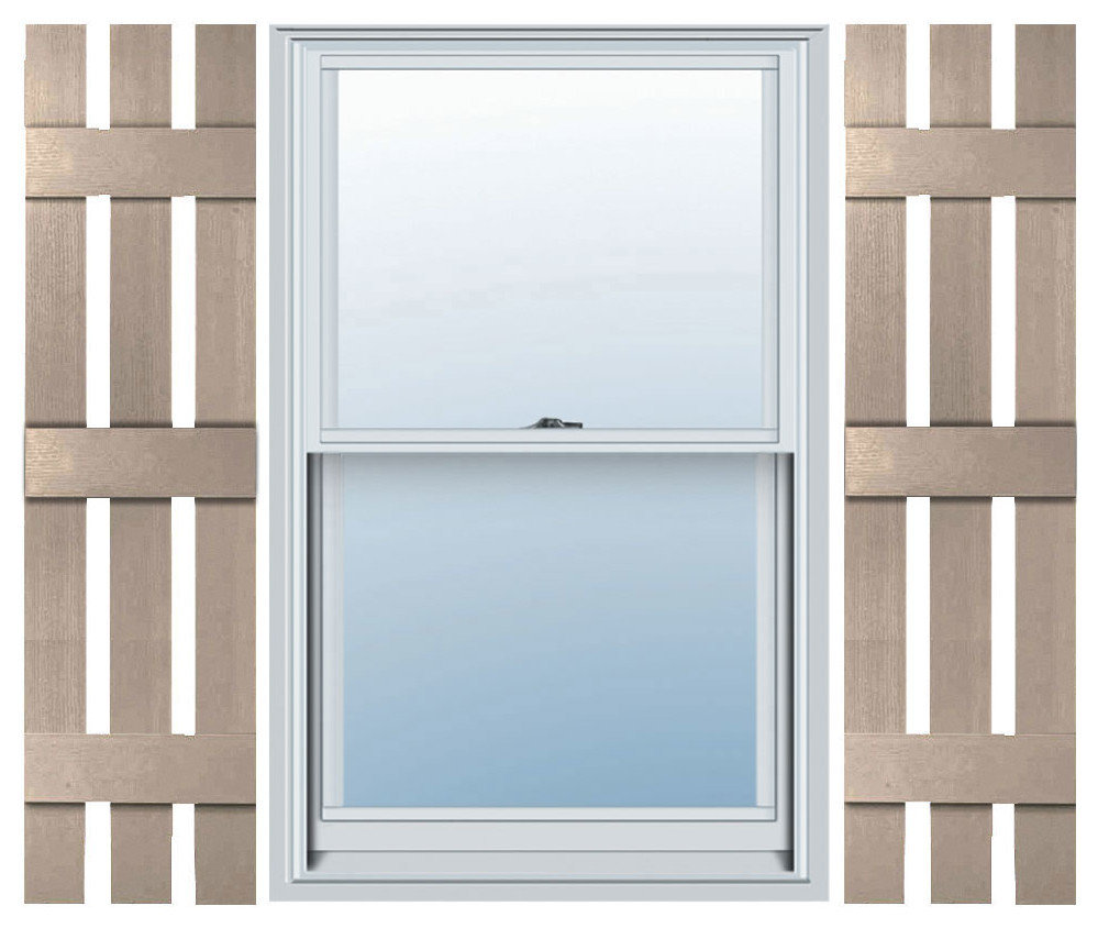 Builders Choice Vinyl 3-Board Shutters Pair, Shutter Spikes, 12"x63 ...