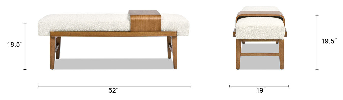 Billie 52" Modern Telephone Bench With Sliding Shelf, Ivory White ...