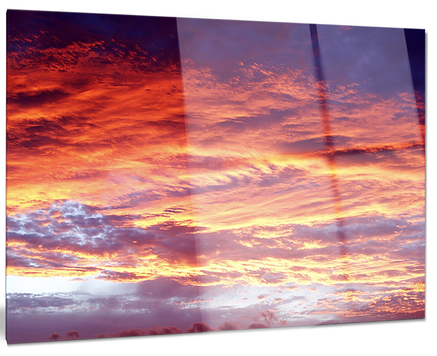 "Colorful Sunset Skies With Clouds" Metal Wall Art, 28"x12 ...