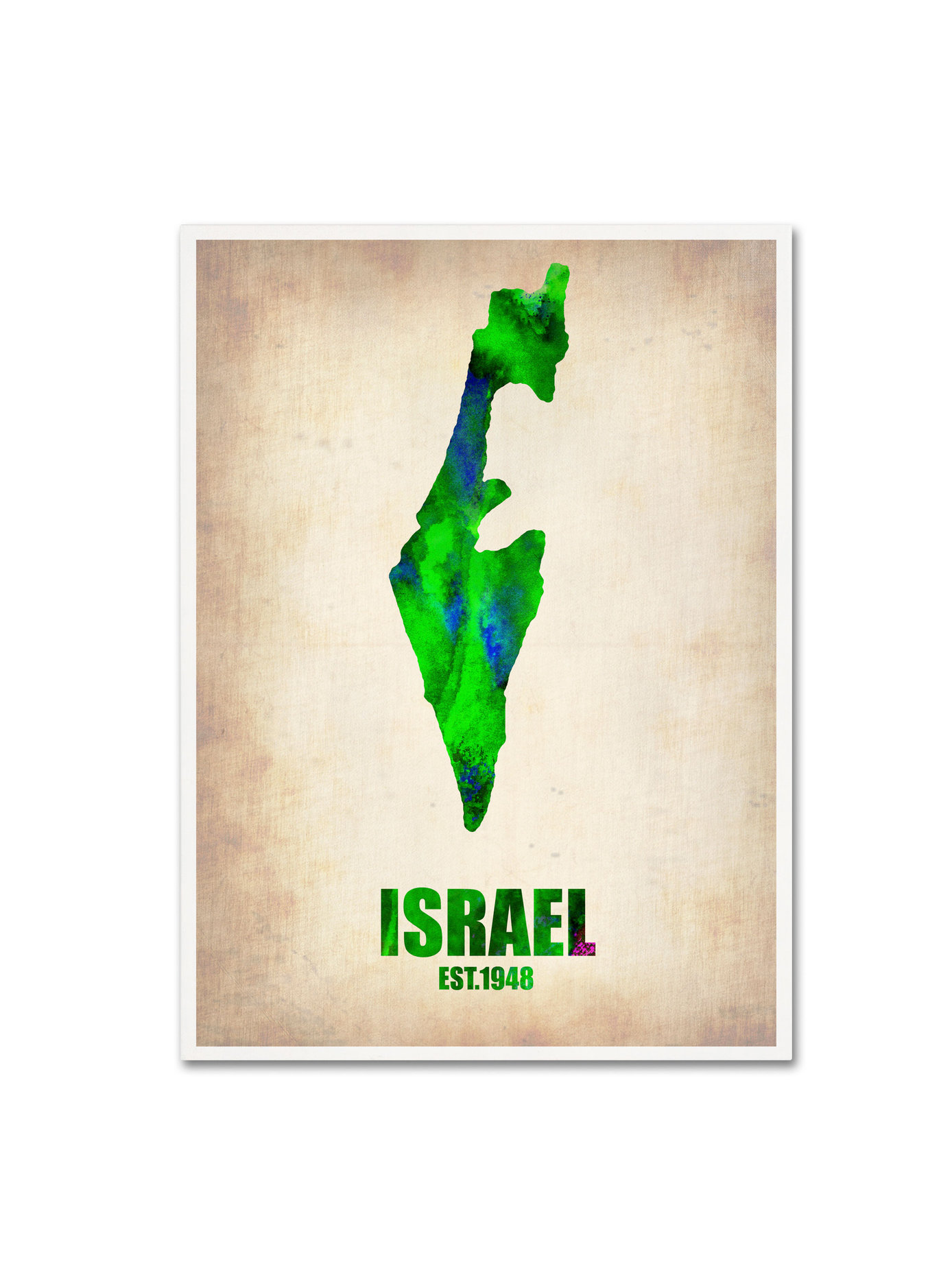'Israel Watercolor Map' Canvas Art by Naxart, 24" x 32" - Contemporary ...