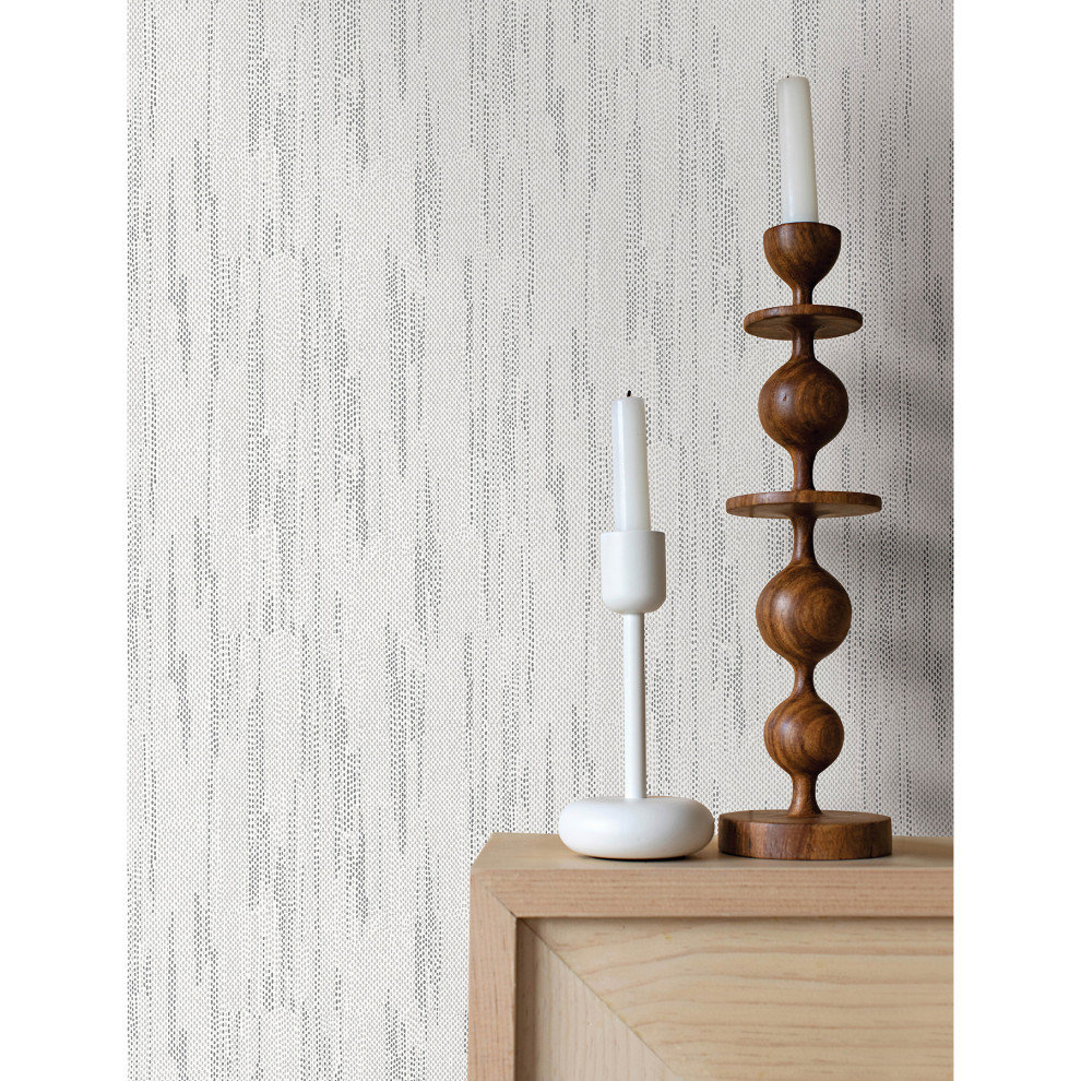 Baris Charcoal Stipple Stripe Wallpaper Sample, Swatch - Contemporary ...