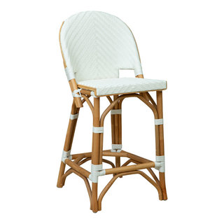 Jade Pole Rattan Side Chair, White - Tropical - Bar Stools And Counter ...