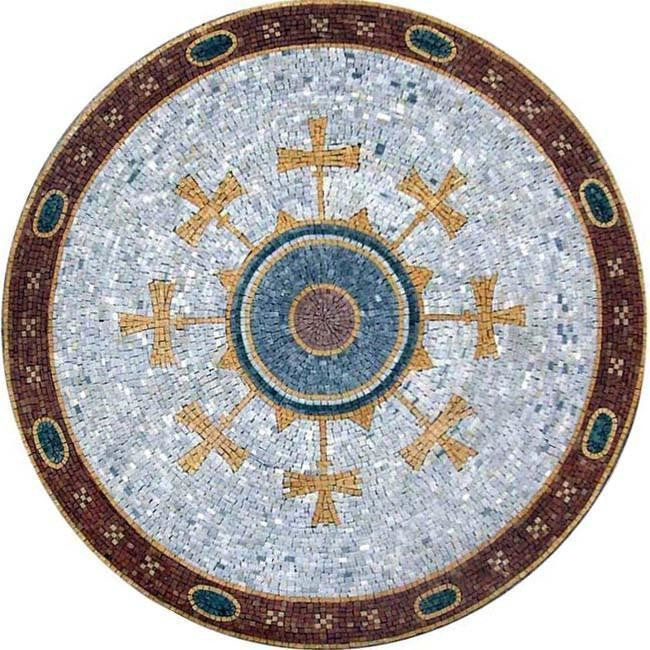 Byzantine Mosaic Art Medallion, Arela, 32" x 32" - Contemporary - Tile ...